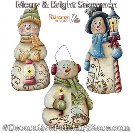 Merry and Bright Snowmen Ornaments Painting Pattern PDF DOWNLOAD ...