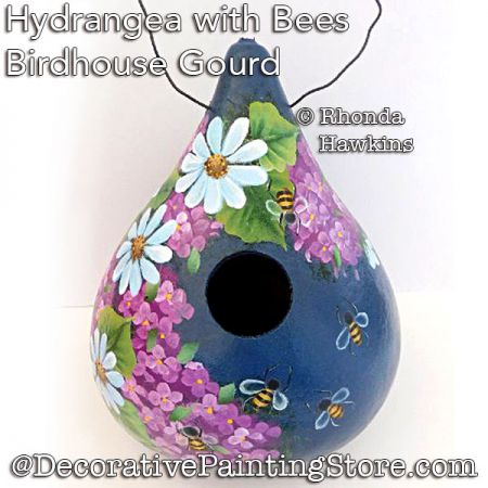 Hydrangea and Bees Birdhouse Gourd Painting Pattern PDF DOWNLOAD ...