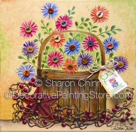Button Bloom Basket (Mixed Media) Pattern by Sharon Chinn BY DOWNLOAD ...